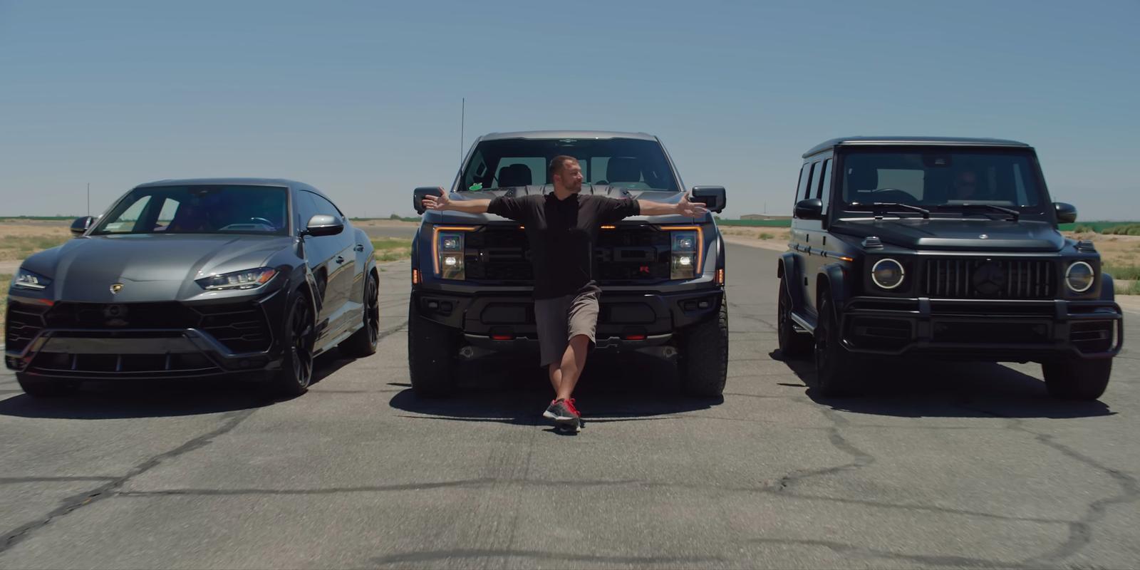 The Ultimate Heavyweight Drag Race Battle: Lamborghini Urus VS Ford Raptor R Vs Mercedes G63 AMG ...